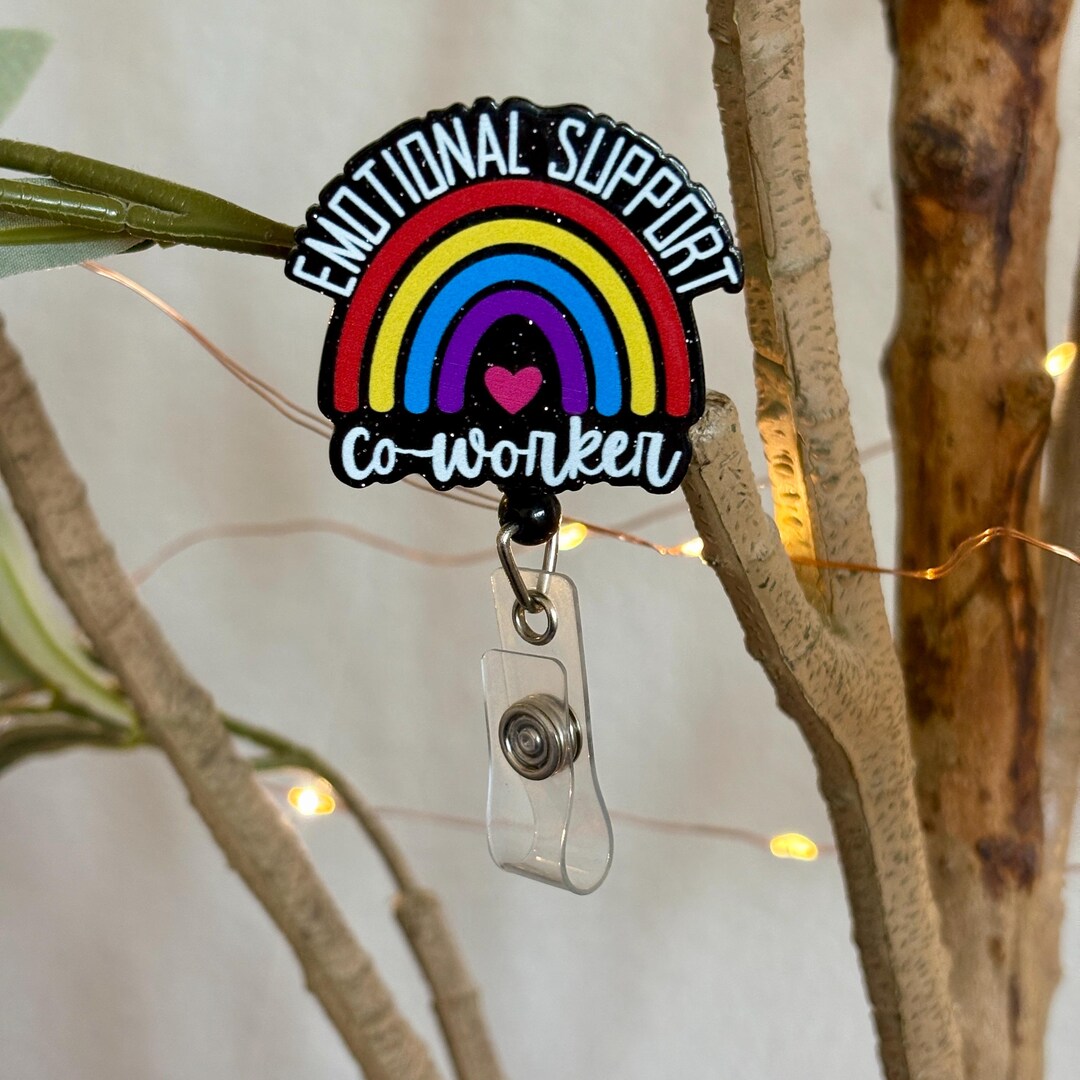 Emotional Support Co-worker Badge Reel Alligator Clip, Belt Clip or ...