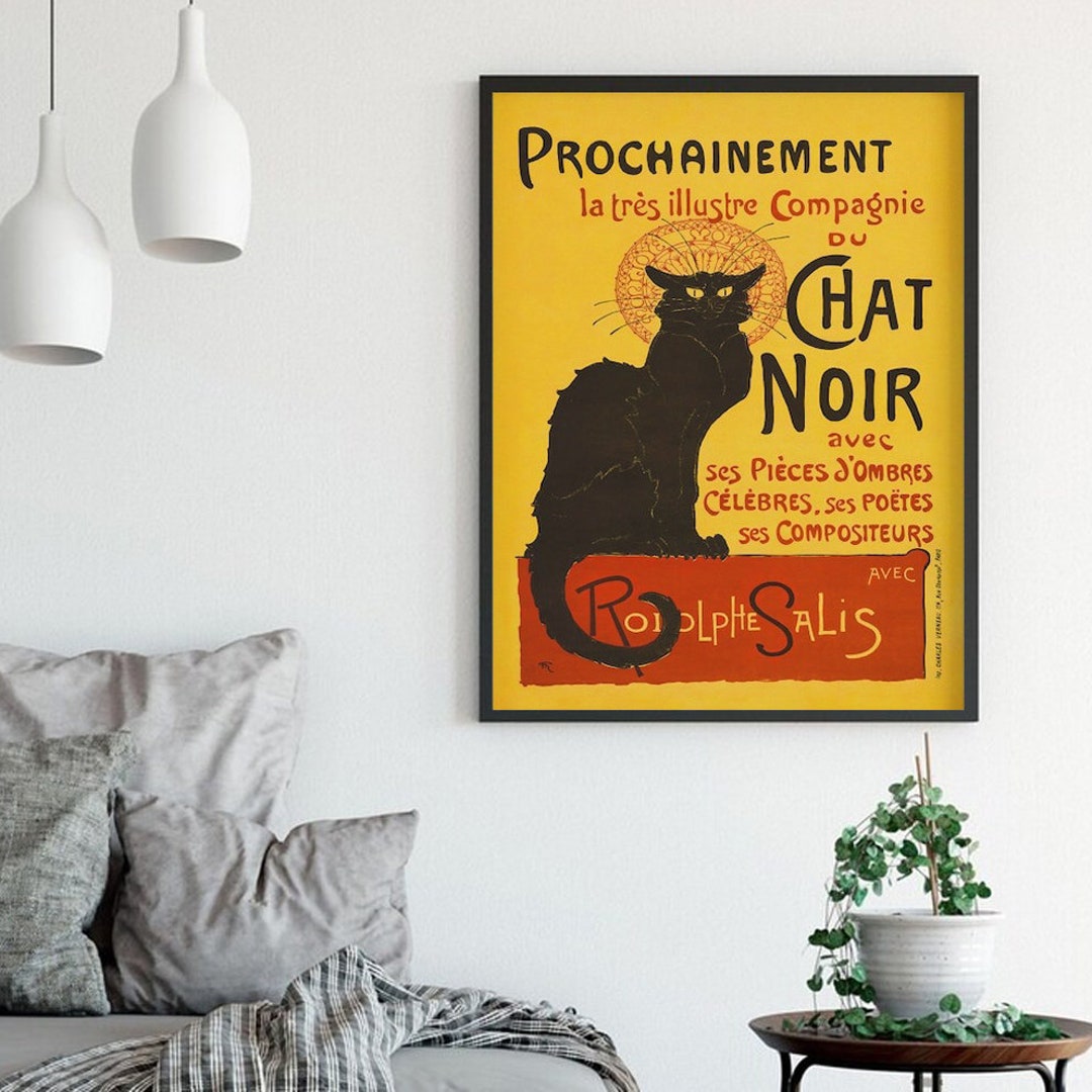 Black Cat Wall Art, Chat Noir Print, Vintage Poster Art, Classic Poster ...