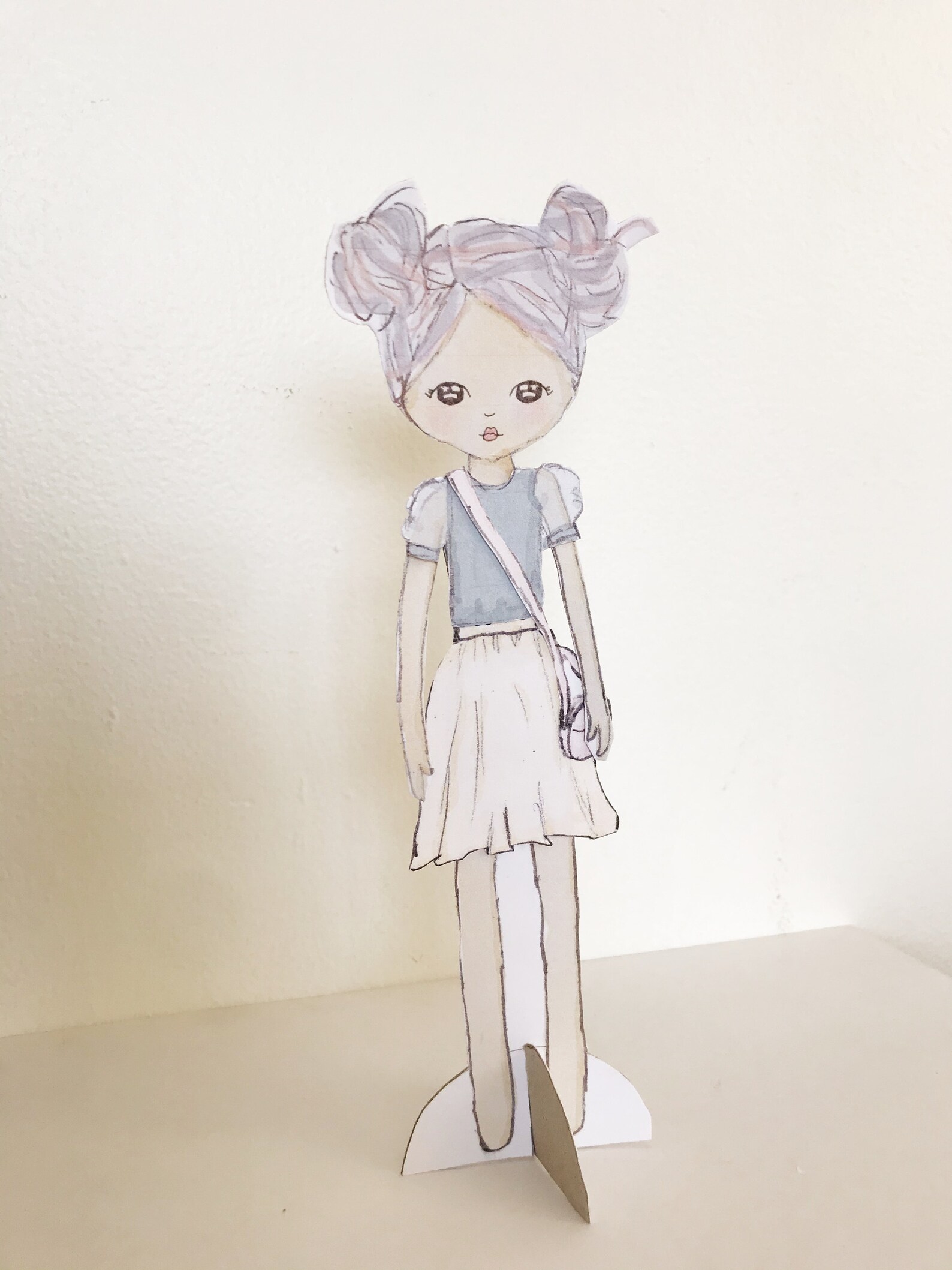 Printable Paper Doll Girl Doll Pastel Purple & Gray Hair - Etsy