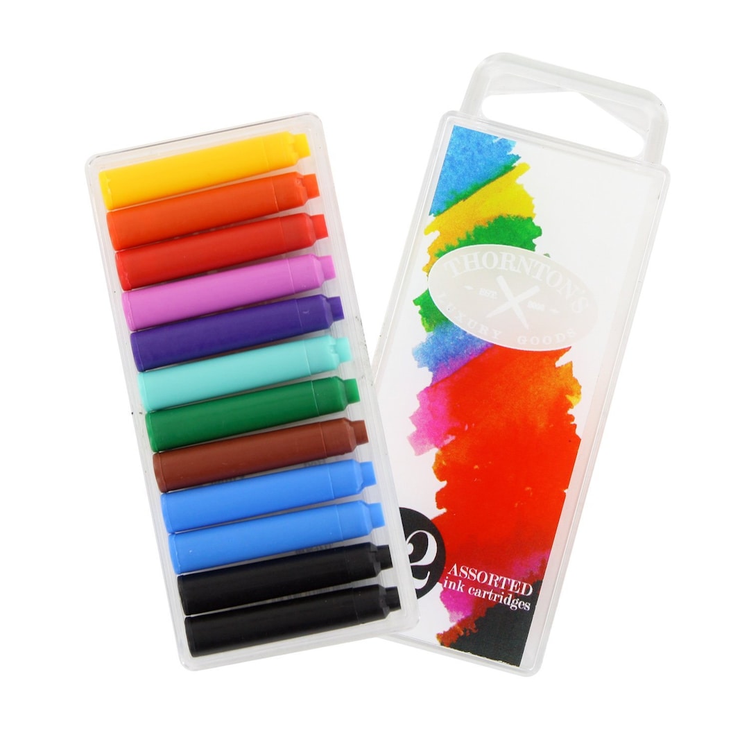 12 Fountain Pen Ink Cartridges, 10 Colors International Size Fountain ...