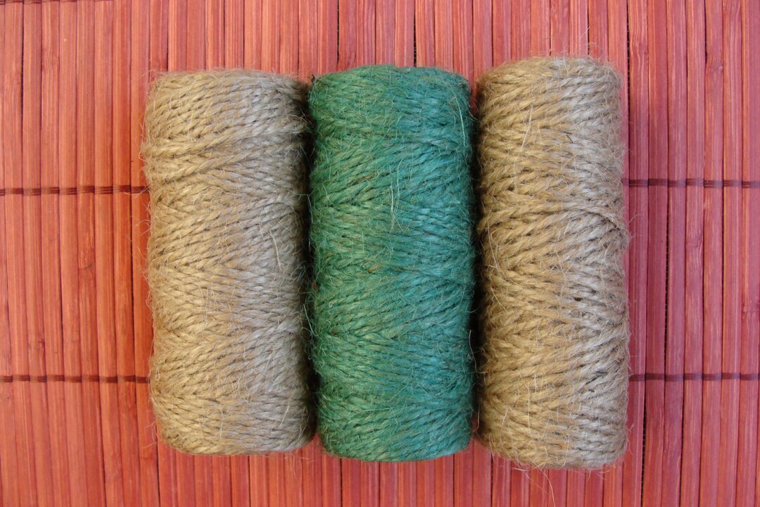 3 Rolls of Jute Twine 118ft Each. Natural Jute Twine, Green Jute Twine ...