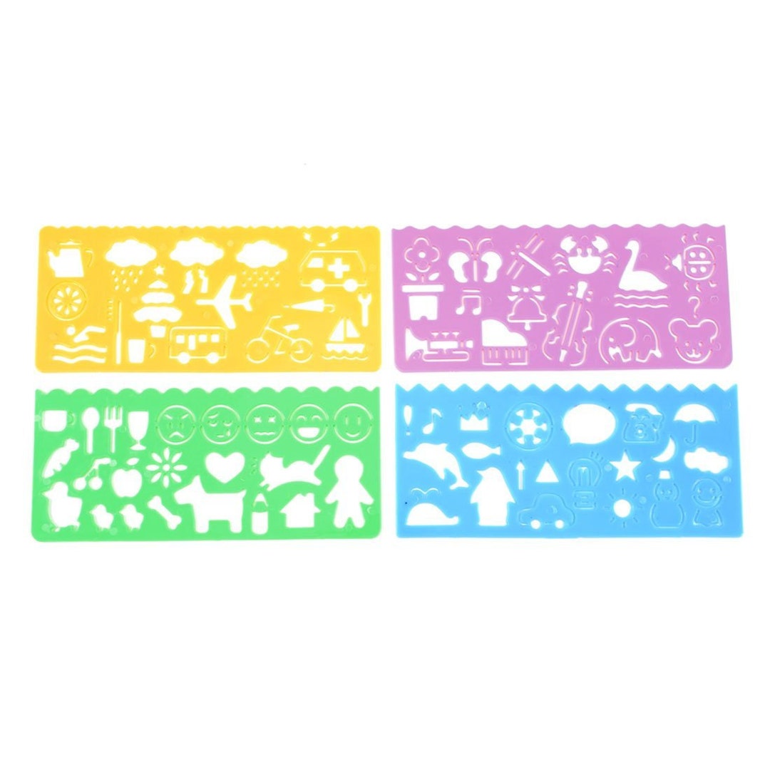 4 Cute Drawing Template Stencil, Lettering Guide Ruler; Greeting Cards ...
