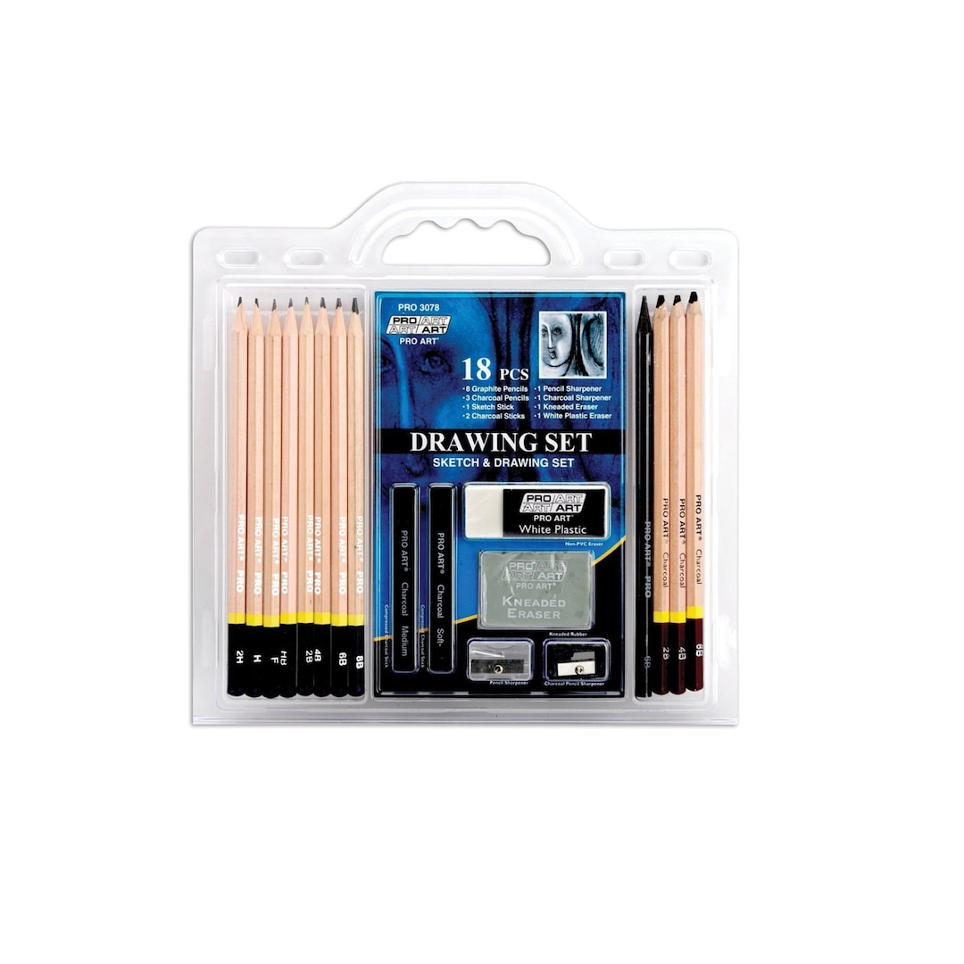 Pro Art 18 Piece Sketch Drawing Drafting Pencil Set Black; Anime, Manga ...