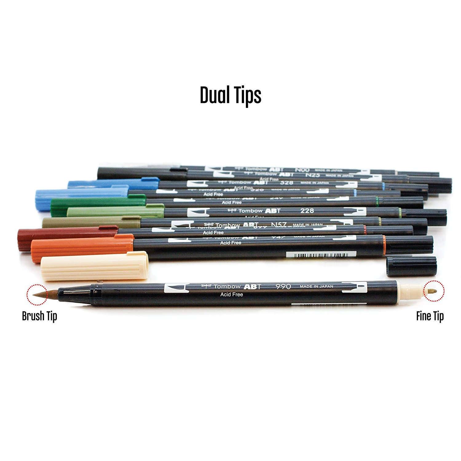 Dual Brush & Fine Pen Markers 10 Set, Landscape Colors; Tombow Dual ...