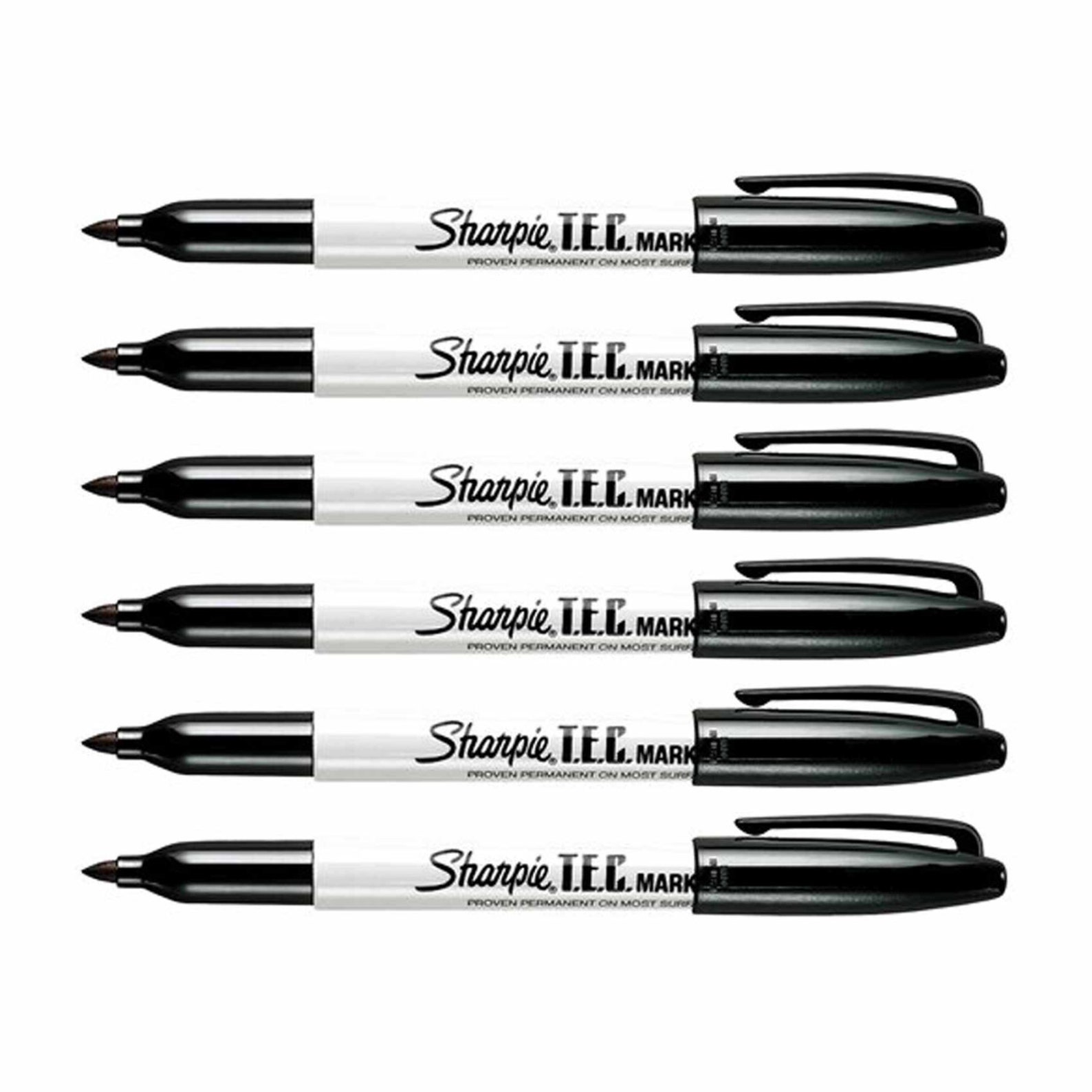 6 Sharpie TEC Markers; Trace Element Certified Technical Permanent Black Markers; Fine Point ...