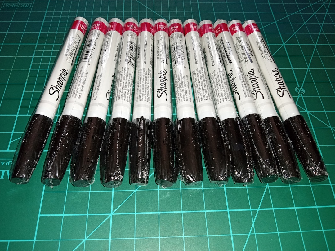 12 Black Sharpie Oil Based Paint Pen Marker Extra Fine Point Tip Nib ...