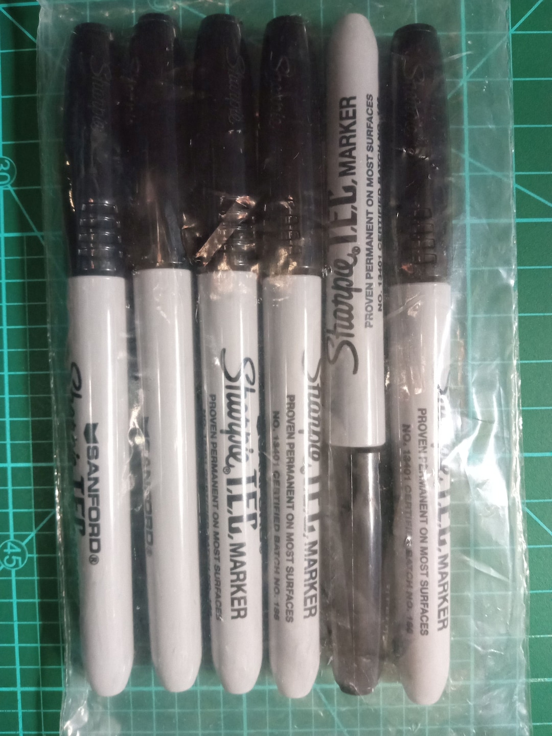 6 Sharpie TEC T.E.C. Trace Element Certified Permanent Black Markers ...