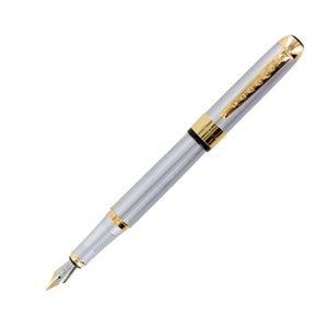 18K Gold Nib Fountain Pen, Stainless Steel Fountain Pen, Ink Pen for ...