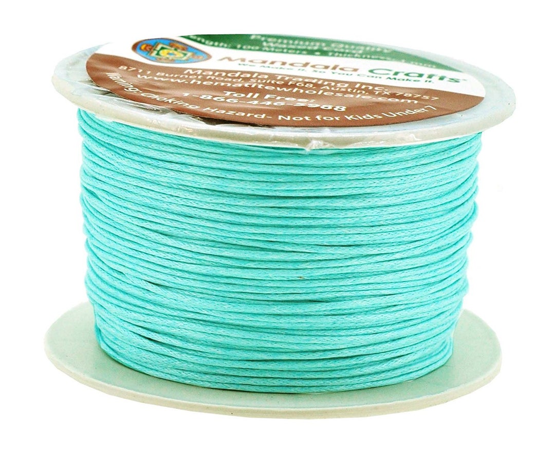 Aqua Blue Green Waxed Cotton Cord, Thread; 12 Ply, 1mm, 100M; Beading ...