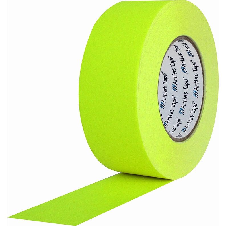 Fluorescent Yellow Extra Wide ARTIST TAPE 2 Inch Flatback Printable ...