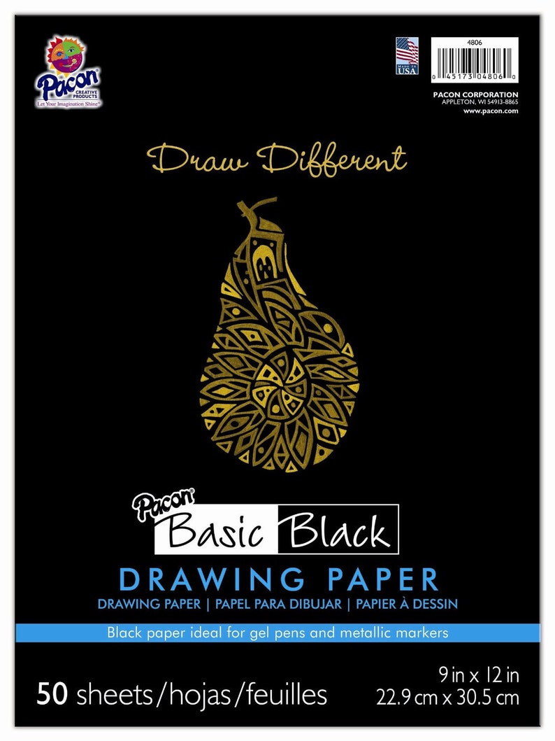 Black Drawing Paper Free Hand Coloring Paper 50 Sheets 9x12 | Etsy