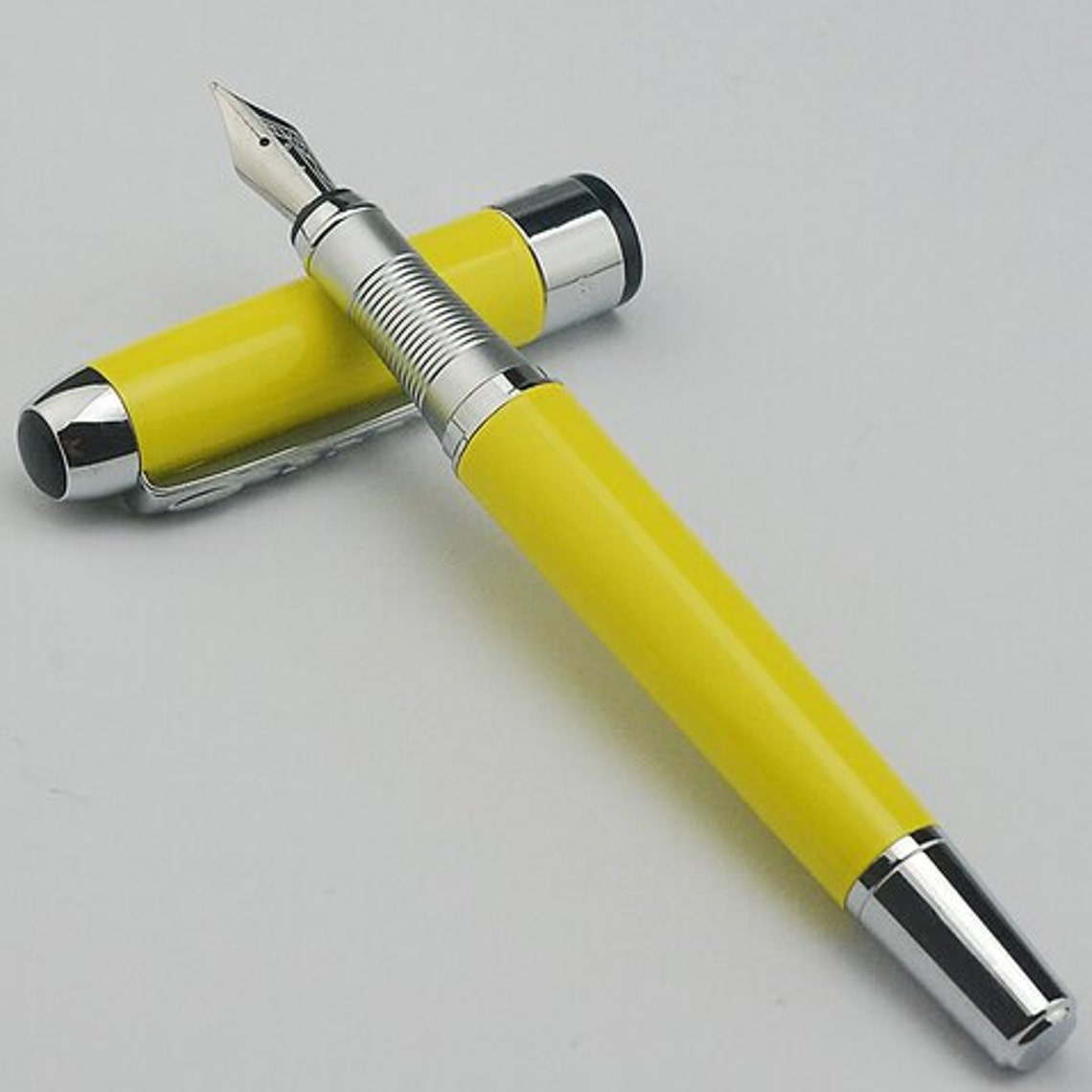 Classic Yellow Fountain Pen, Medium Nib Chrome Trim Fountain Pen ...