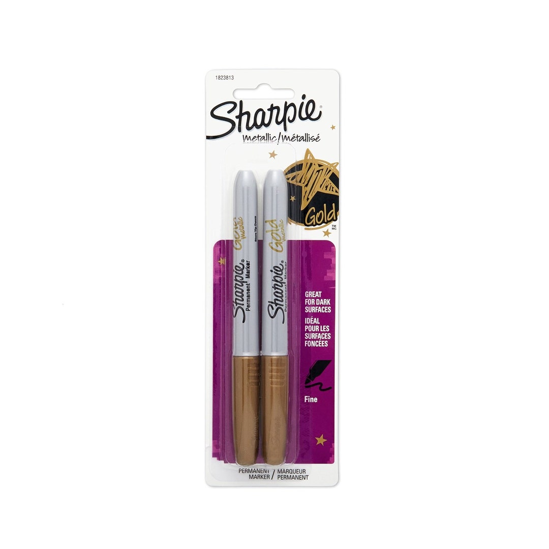 Sharpie Metallic Set of 2 Gold Color Markers Fine Point. Illustration ...
