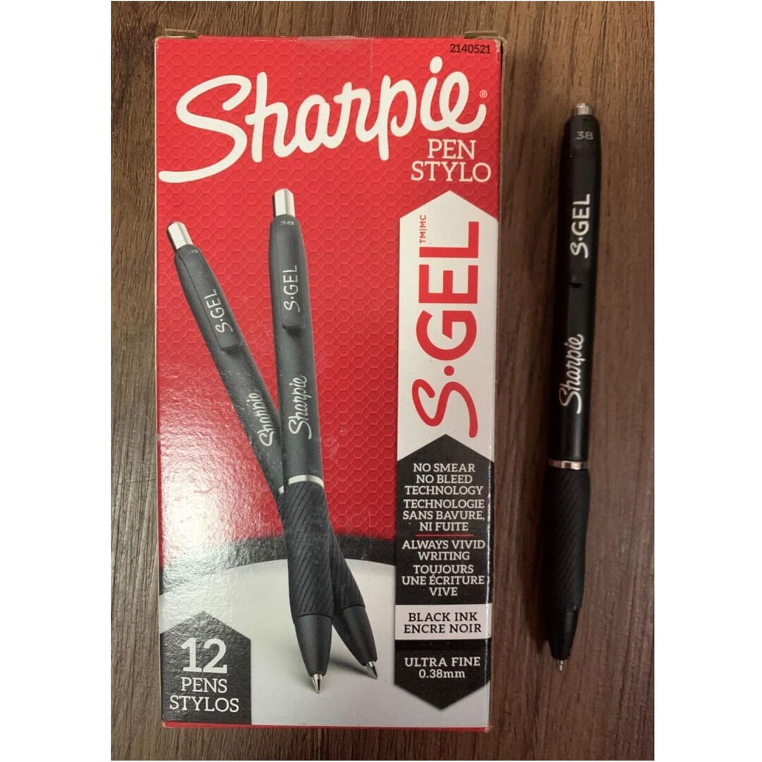 12 Black S-gel Sharpie Gel Pens, Ultra Fine Point Tip 0.38mm, Black ...