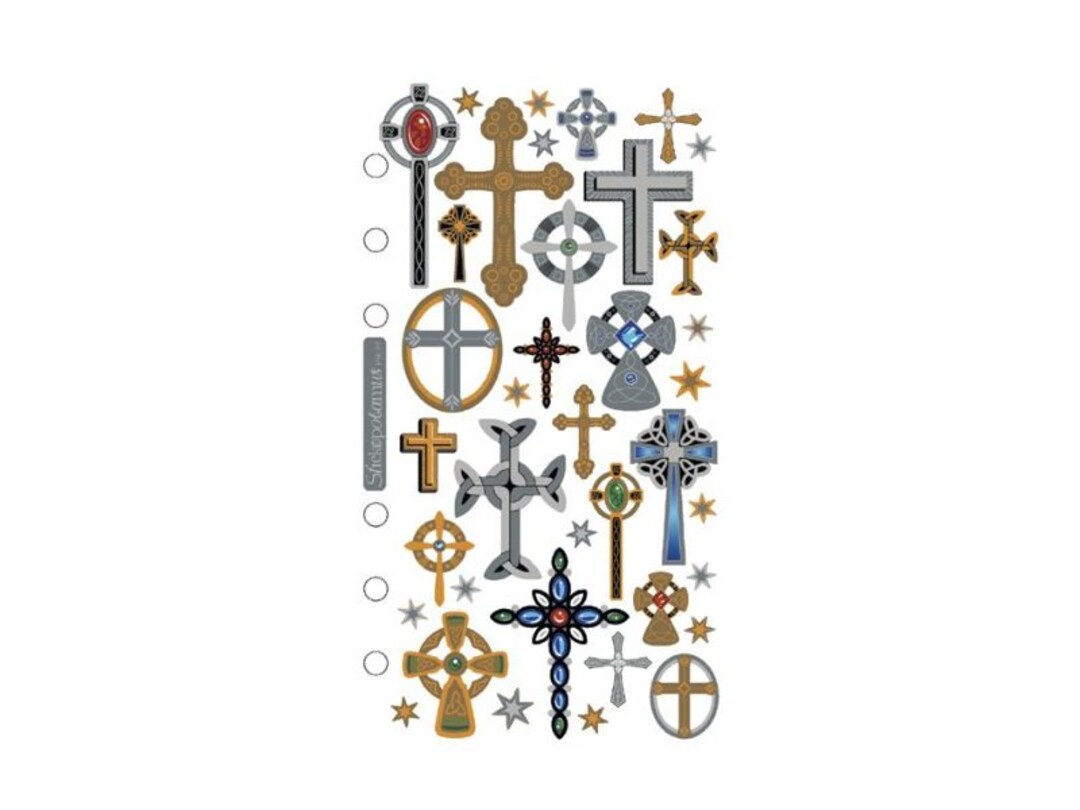 38 Small Crosses Stickers; Scrapbook Craft Party Favor Cards Gift Tags ...