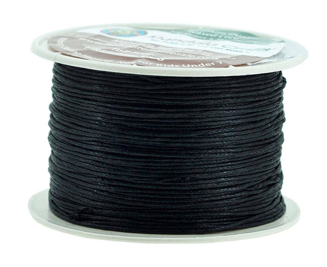 Black Waxed Cotton Cord, Thread; 12 Ply, 1mm, 100M; Beading, Macramé ...