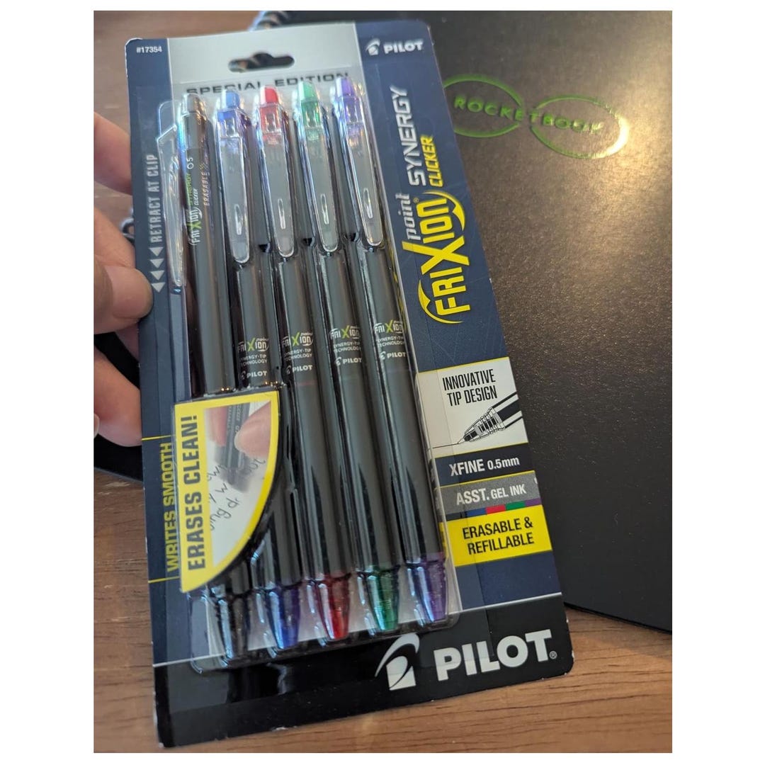 5 Pilot Frixion Synergy Clicker Erasable Pens, 0.5mm Extra Fine Point ...