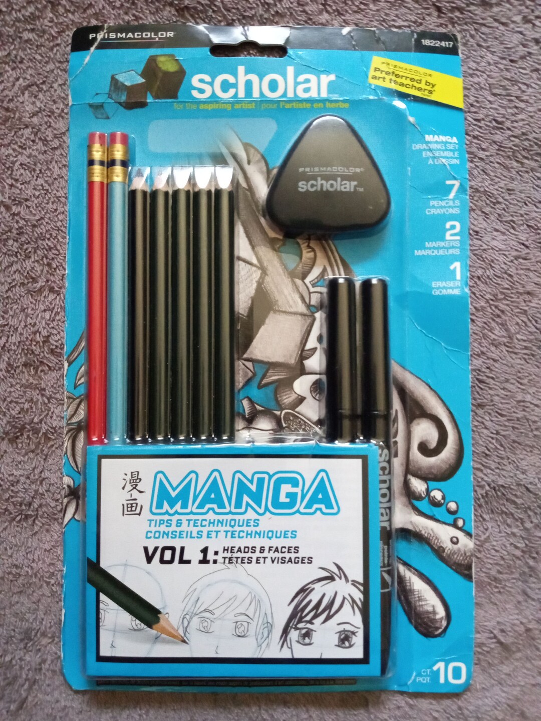 Prismacolor Scholar Manga Drawing Set, 10 Piece Pencil and Marker Manga ...