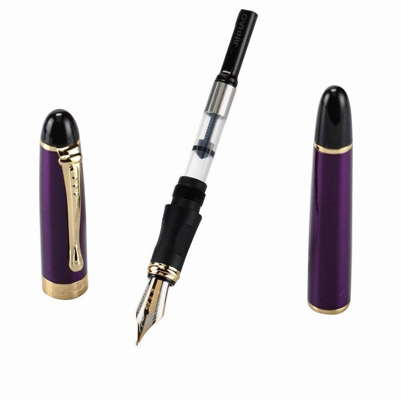 Purple Gold Fountain Pen, 18K Gold Nib Fountain, Ink Pen; Penne ...