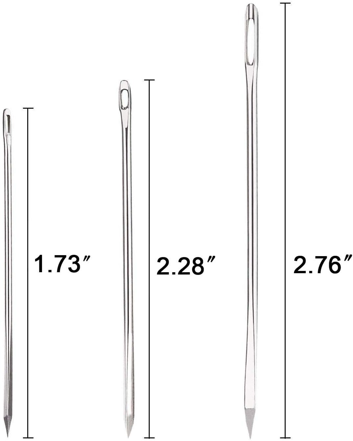 6 Large-eye Leather Stitching Needles; Triangle Pointed Tip and Thick ...