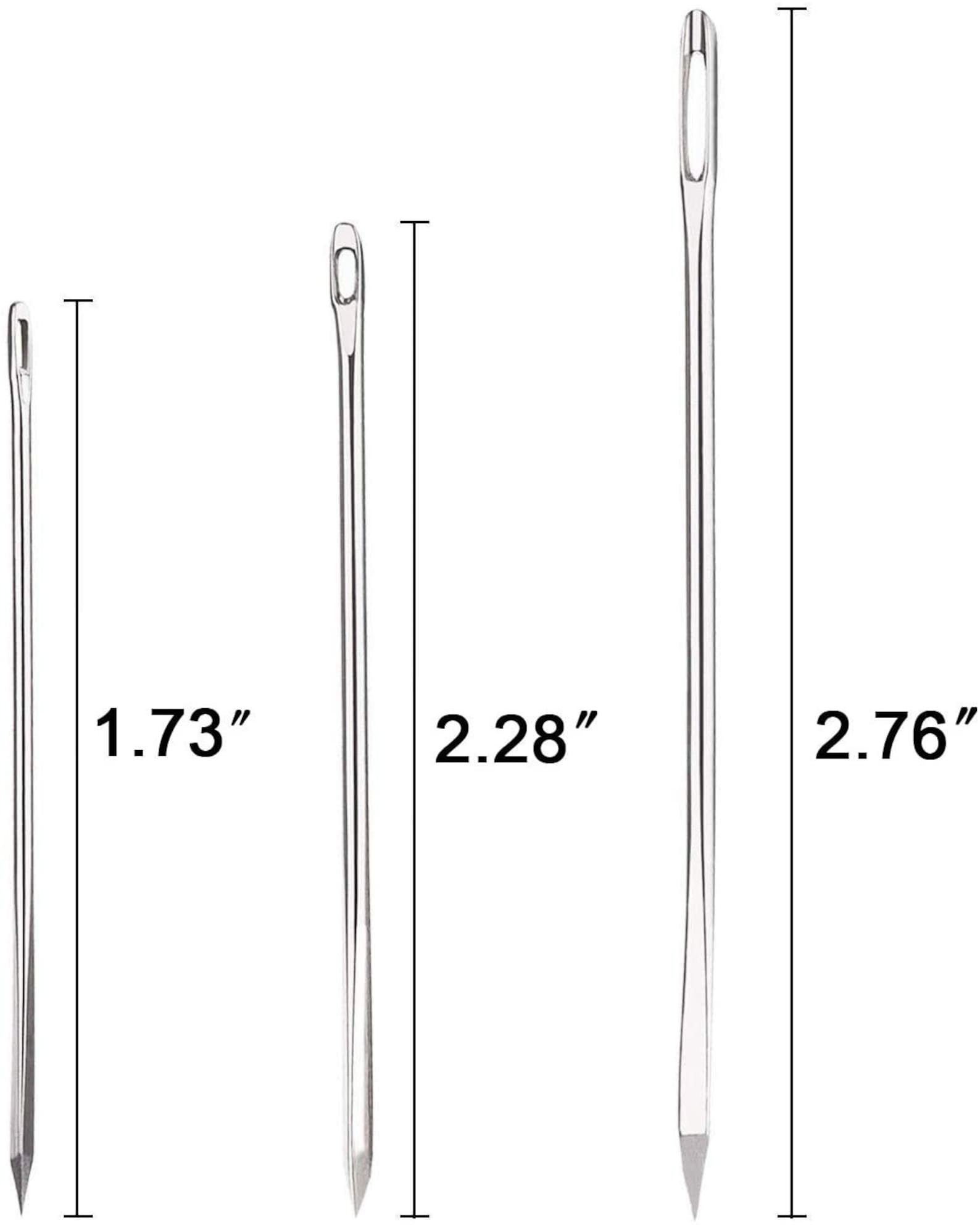 6 Large-eye Leather Stitching Needles; Triangle Pointed Tip and Thick ...