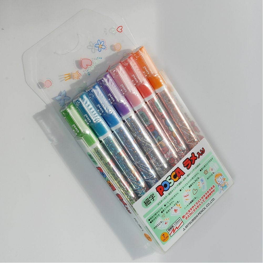 Uni-posca Japan Paint Marker Pen, Metallic Marker, 1mm Fine Point, Set ...