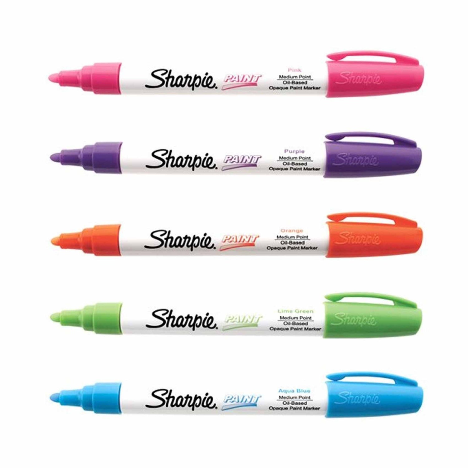 Sharpie summer Colors Oil-based Permanent Markers, Set of 5 Medium Tip ...
