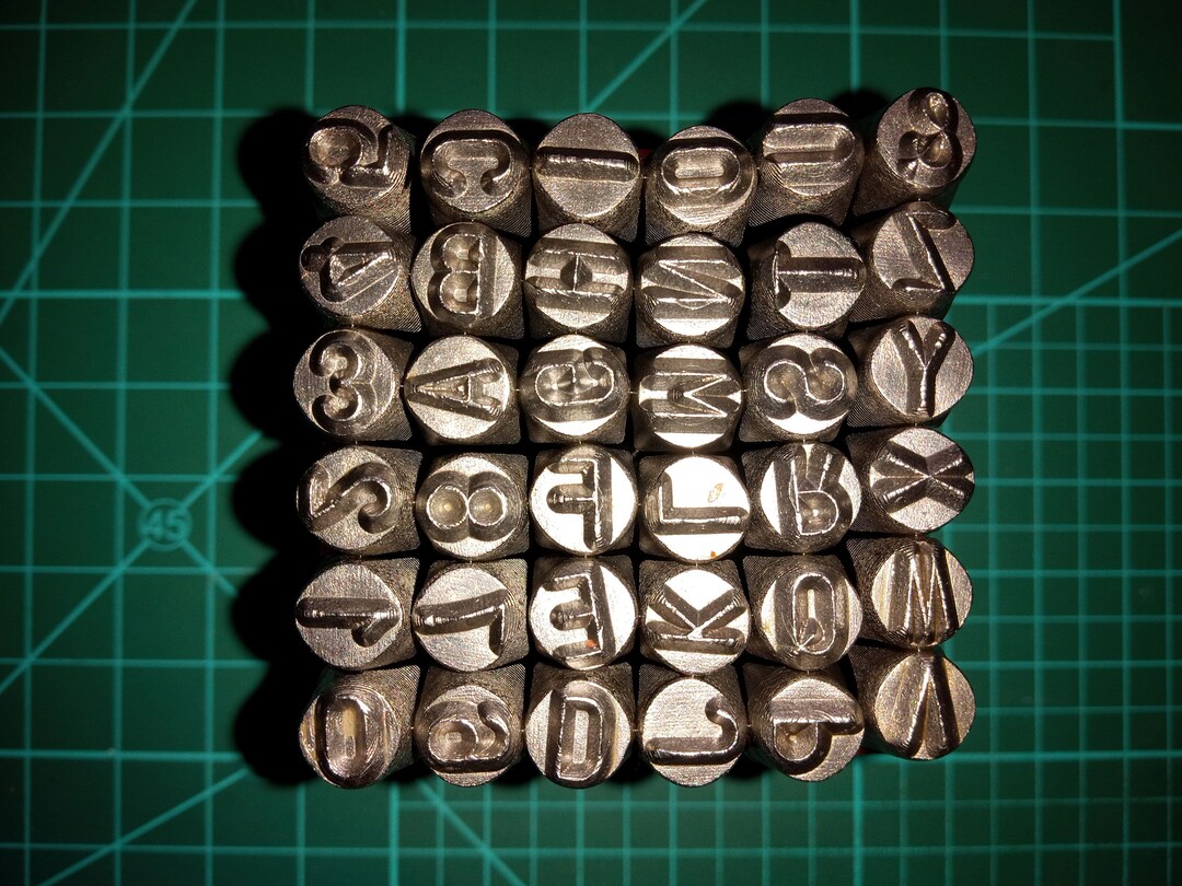 1/4", 6mm Metal Uppercase Letters & Numbers Stamp Set; Metal, Wood ...