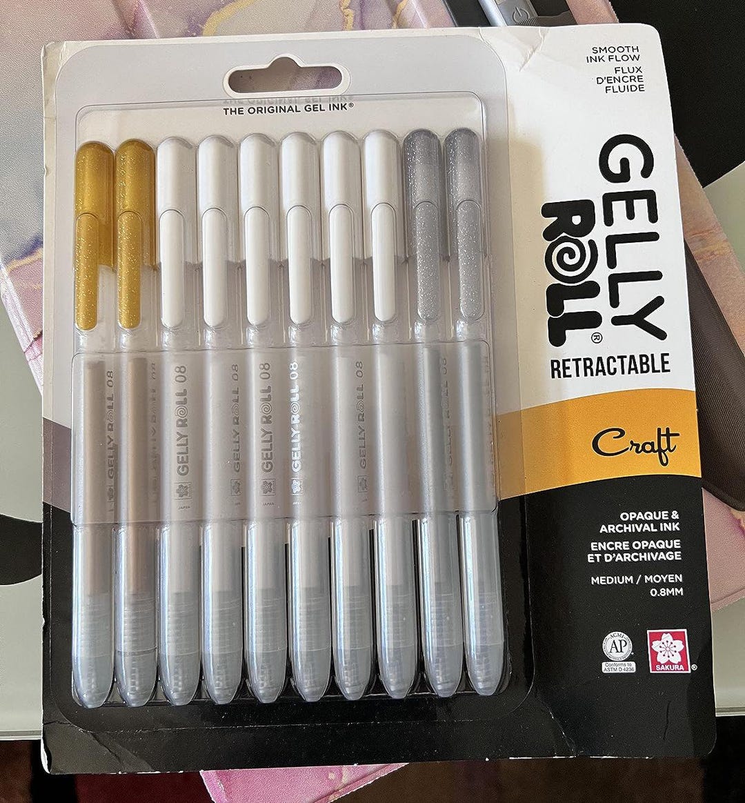 10 Sakura Craft Glitter Gel Pens Gelly Roll Retractable Gel Pens ...