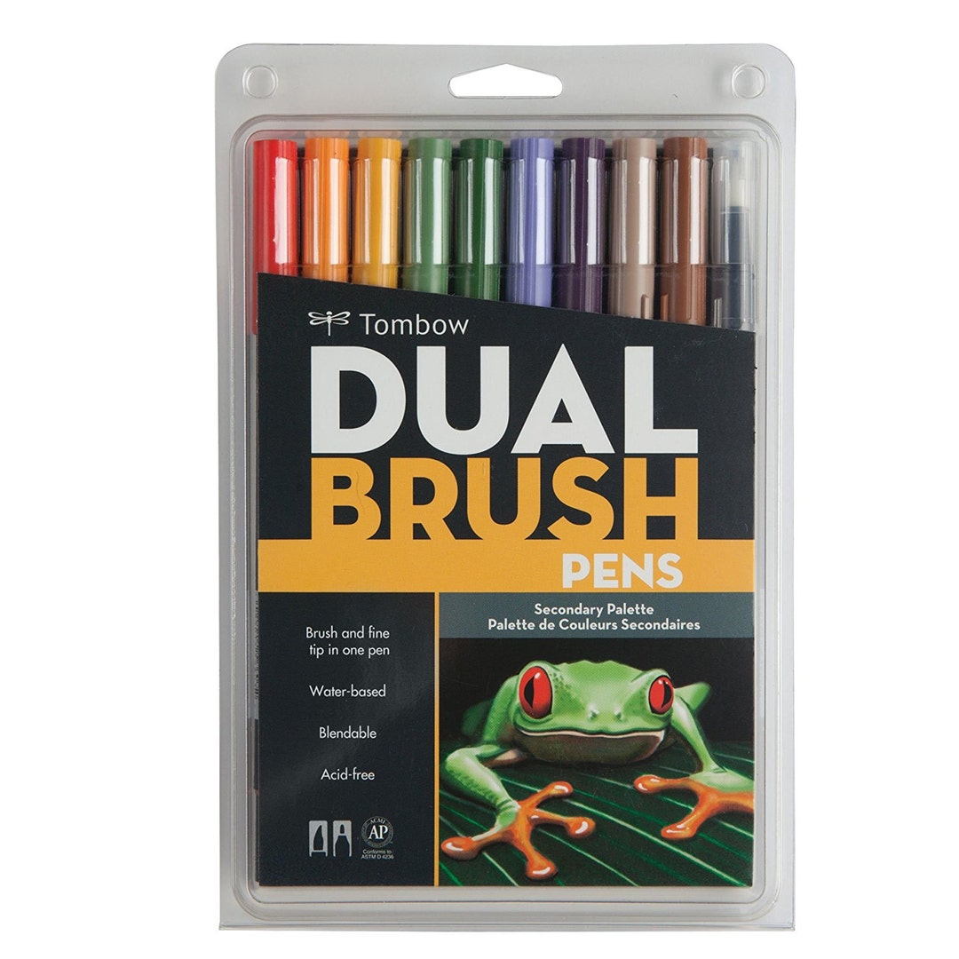 Dual Brush & Fine Pen Markers 10 Set, Blendable Secondary Colors ...