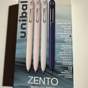 12 Uni-ball Zento Gel Ink Pens, Japanese Black Ink Medium Point Smooth ...