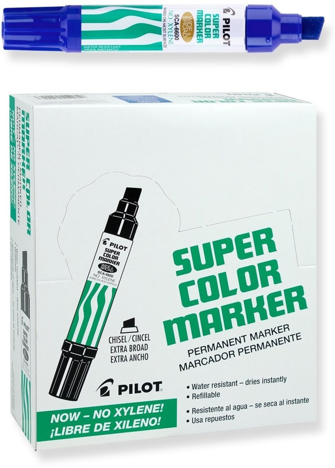 12 Blue Pilot Super Color Jumbo Markers; Pilot Extra Wide Chisel Point ...