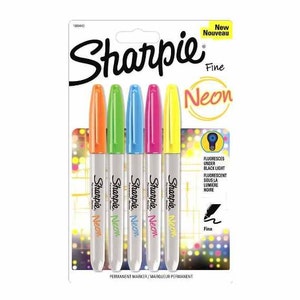 Sharpie Neon Permanent Markers; Set of 5; Fine Point, Illustration ...