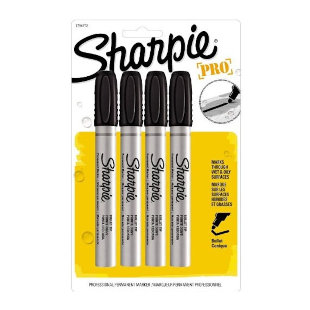 Sharpie Industrial Permanent Markers, Bullet Tip, Black, 4 Pack ...
