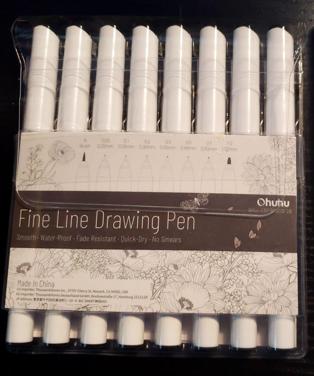 8 Sizes Micro Drawing Fineliner Pens, Waterproof Pigment Black Ink ...