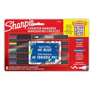 5 Sharpie Brush Creative Markers, Water-based No Bleed Acrylic Paint ...