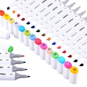 40 Markers Artist Set; Set of 40 Marker Pens, Twin Dual Tips; Sketch ...