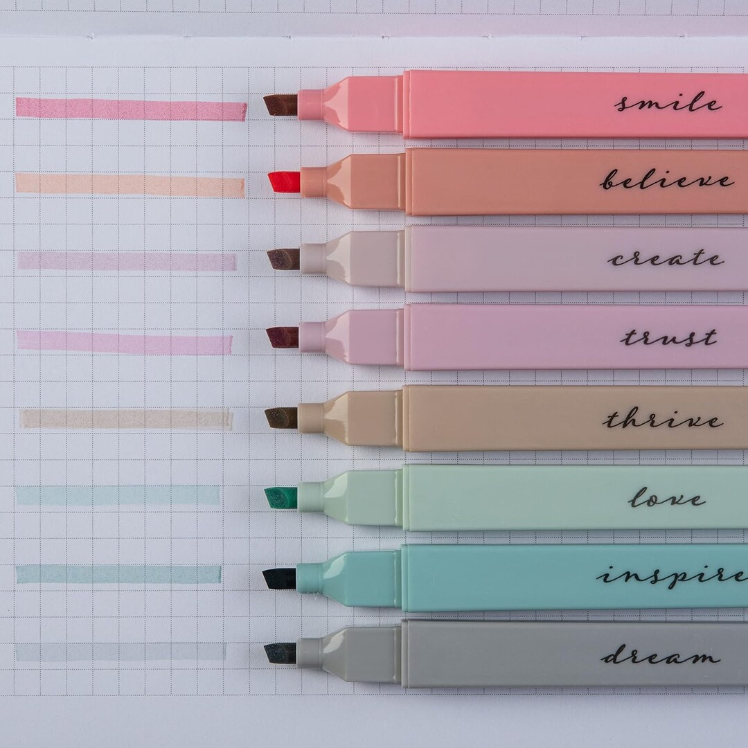 8 Pastel Bible Safe Highlighters, Soft Chisel Tip, Point, No Bleed or ...