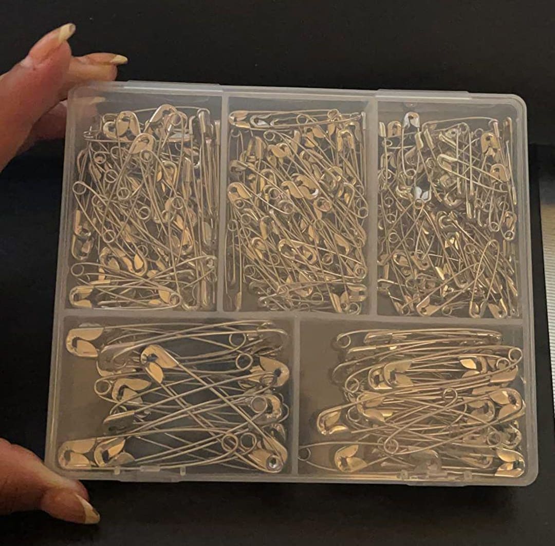 300 Assorted Safety Pins, Small & Large Sizes, Silver Color Safety Pin ...
