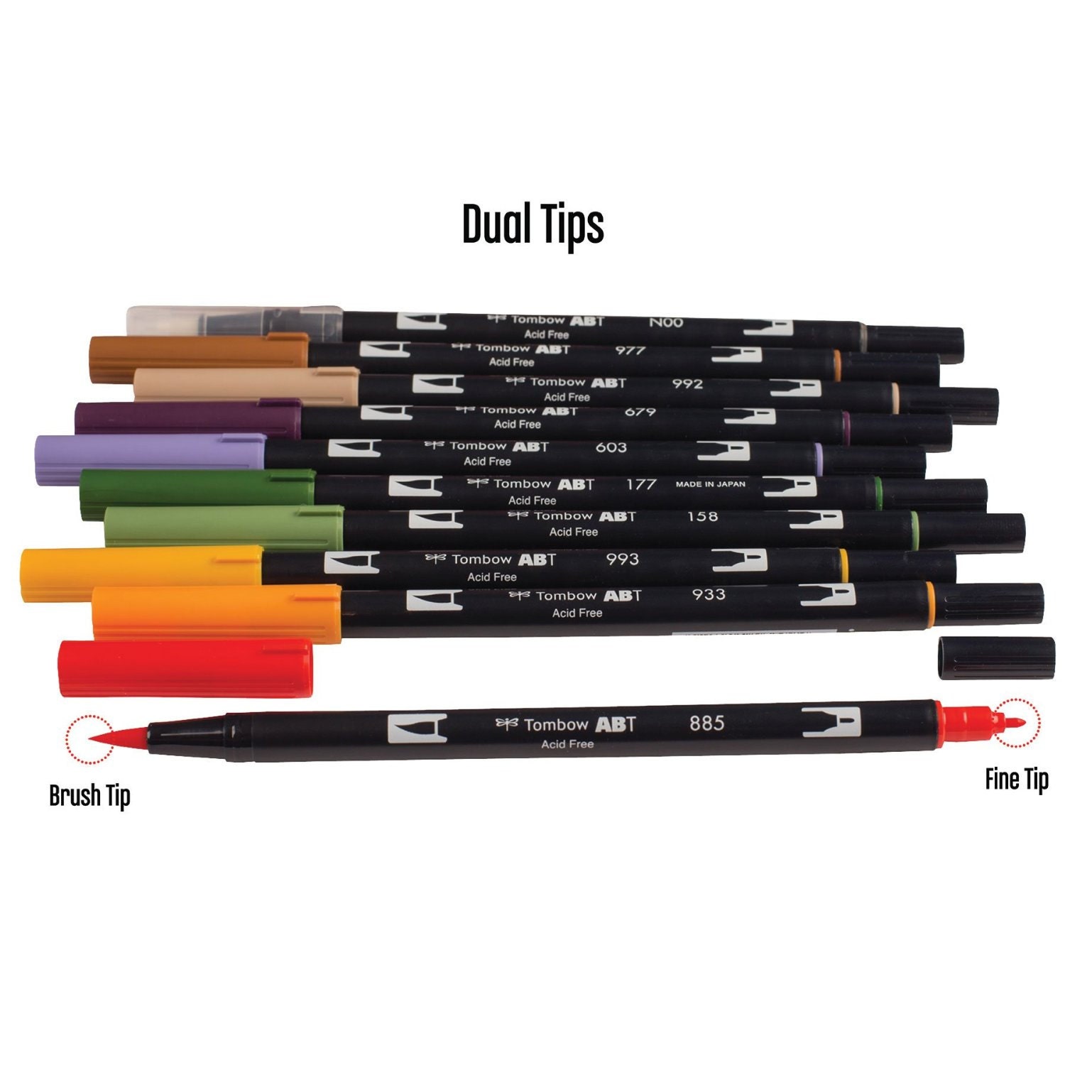 Dual Brush & Fine Pen Markers 10 Set Blendable Secondary - Etsy