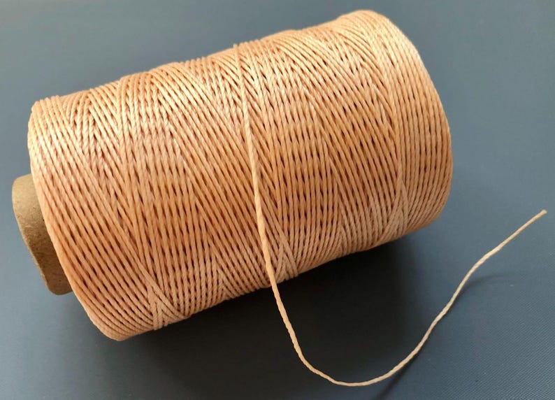 Beige Round Waxed Thread, Leather Wax Coated String, Leather Sewing ...