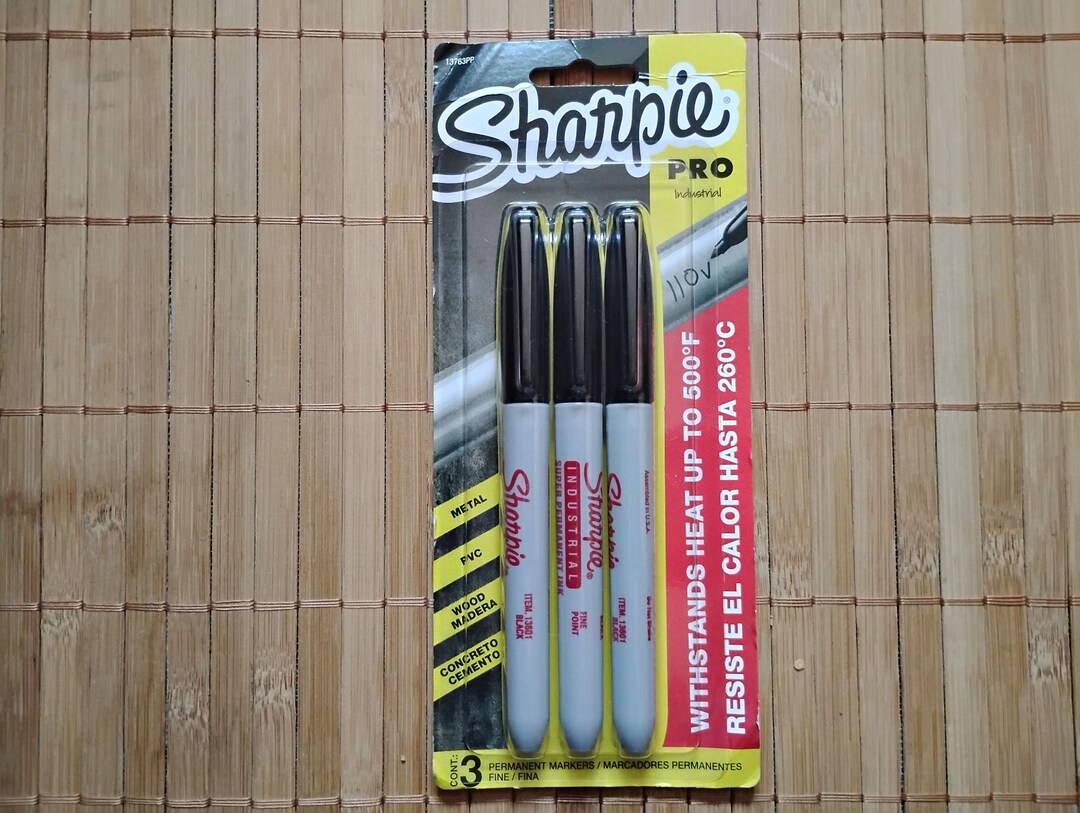 3 Sharpie Industrial Permanent Markers, Fine Point, Black, Industrial, Craft, Laboratory Sharpie ...
