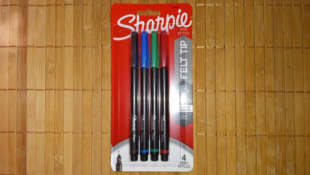 4 Color Sharpie Fine 0.4mm Point Pens, Felt Tip, Point Stylo, Black ...