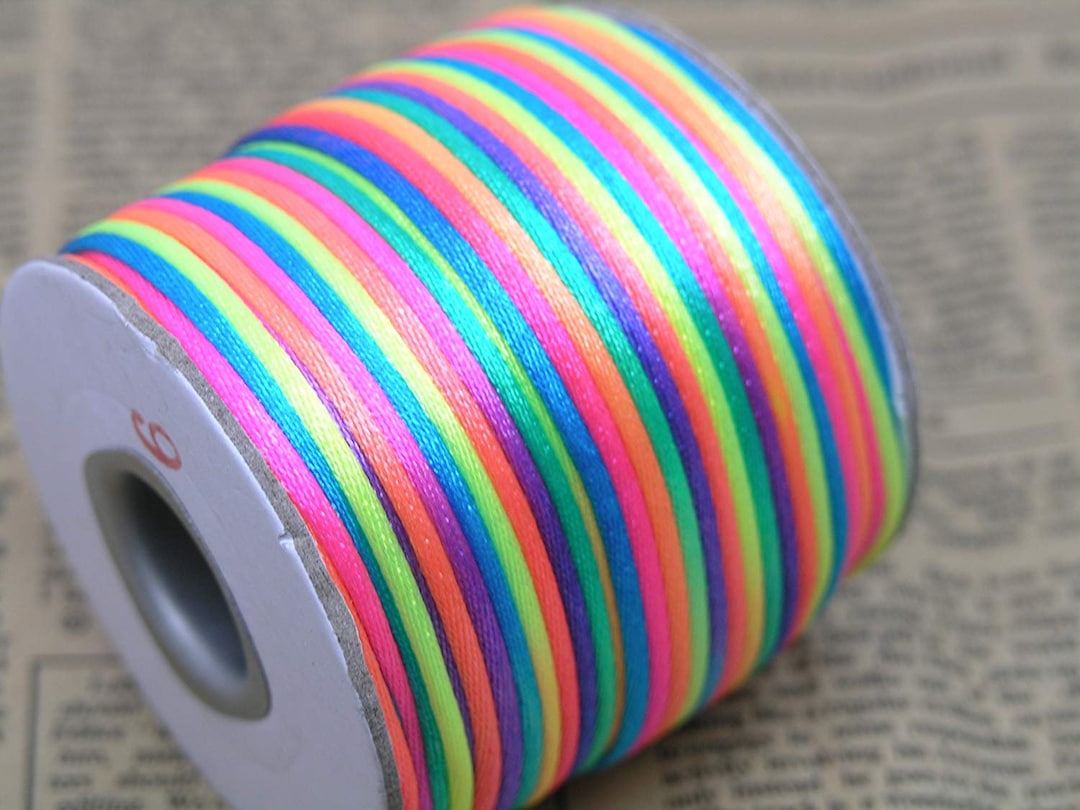 Rainbow Colors Rattail Satin Trim Cord, Thread, Rope; Chinese Knot ...