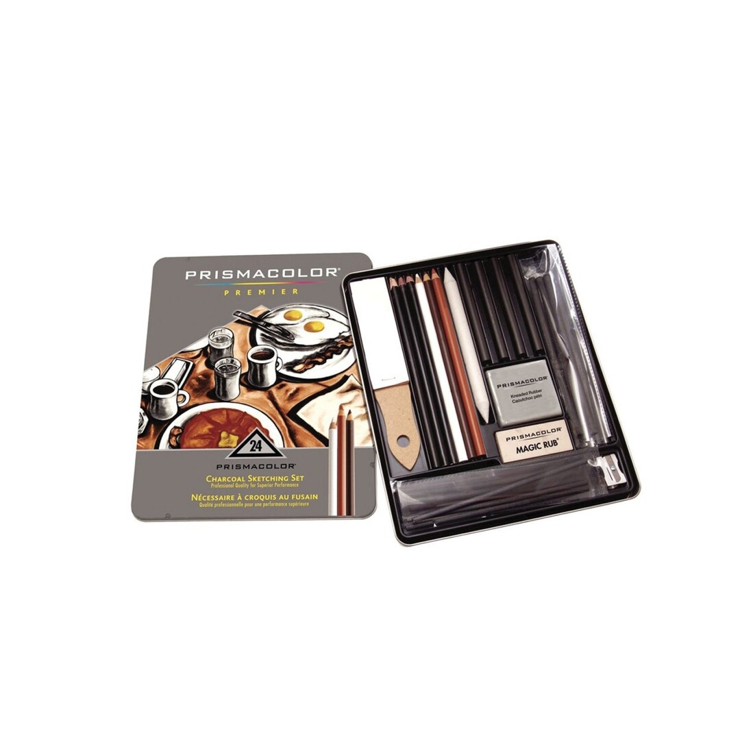 Prismacolor Premier Charcoal Sketch Set, 24 Pieces Set Traveling Tin ...