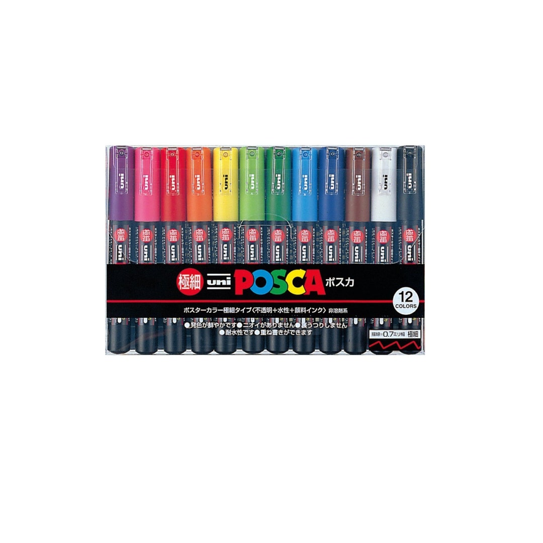 Uni-posca Japan Paint Marker Pen, Extra Fine Point, Set of 12 Color ...