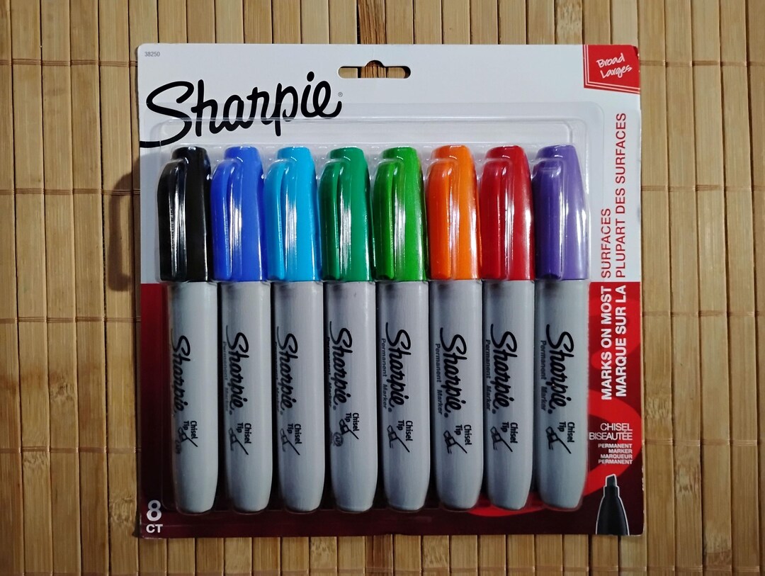 8 Sharpie Chisel Tip, Broad Point Color Markers; Poster, Wood, Plastic ...