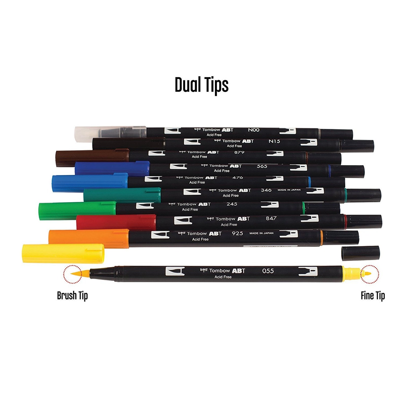 Dual Brush & Fine Pen Markers 10 Set Blendable Primary - Etsy