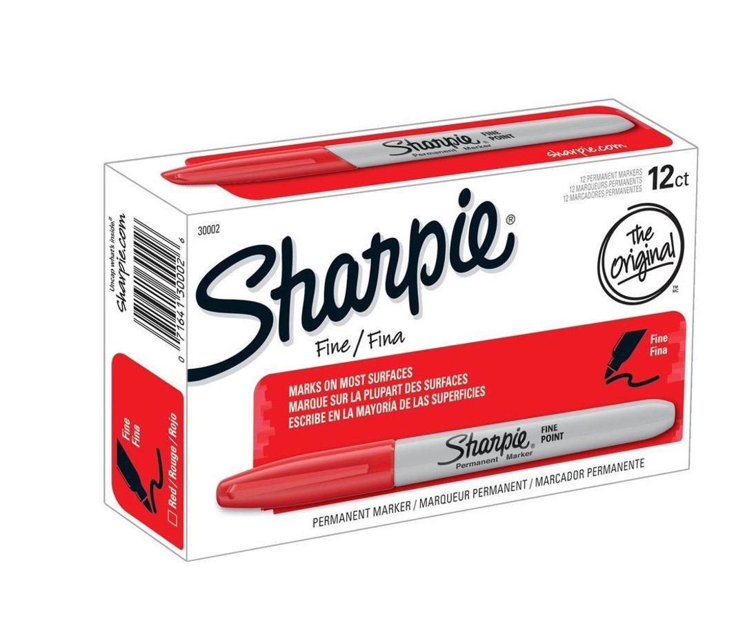 12 Red Sharpie Permanent Markers; Fine Point; Illustration, Drawing ...