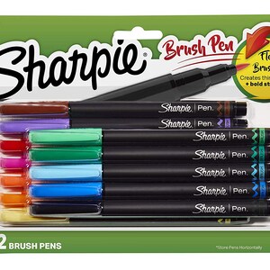 12 Color Sharpie Brush Tip Pens; 12 Pack Art Pens, Markers; Crafts ...